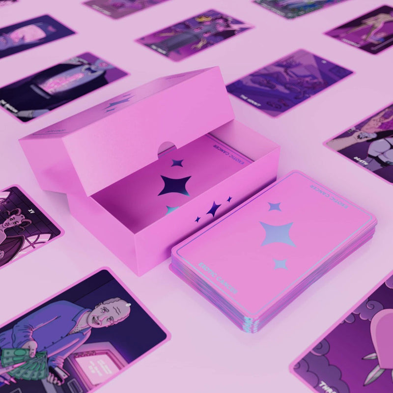 EXOTIC CANCER AUTHENTIC TAROT CARDS | HOLOGRAPHIC & NEON PINK